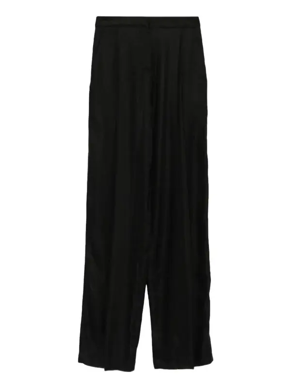 Elisabetta Franchi Pleated Trousers With Golden Logo Buttons - Black
