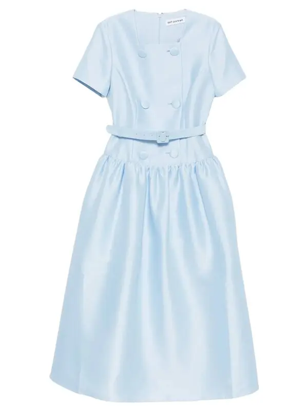 SELF-PORTRAIT Double-breasted Midi Dress - Blue