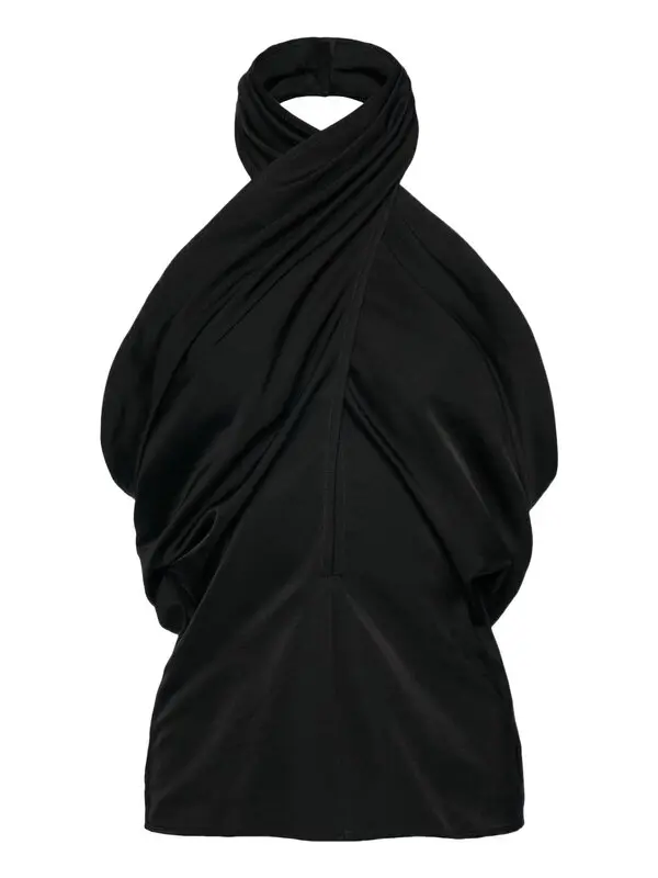 Magda Butrym Halterneck Top With Pleated Details - Black
