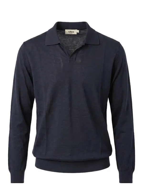 Altea Polo-collar Long-sleeve Sweater - Navy