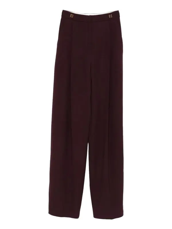 Elisabetta Franchi High Waist Straight Leg Trousers With Gold-tone Button Detail - Black