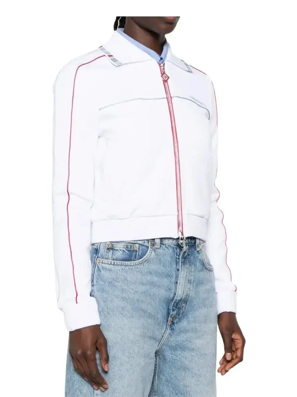 Casablanca Logo Embroidered Piped Track Jacket - White