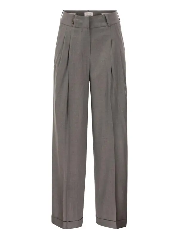 Peserico Pleated Wide-leg Trousers - Gray