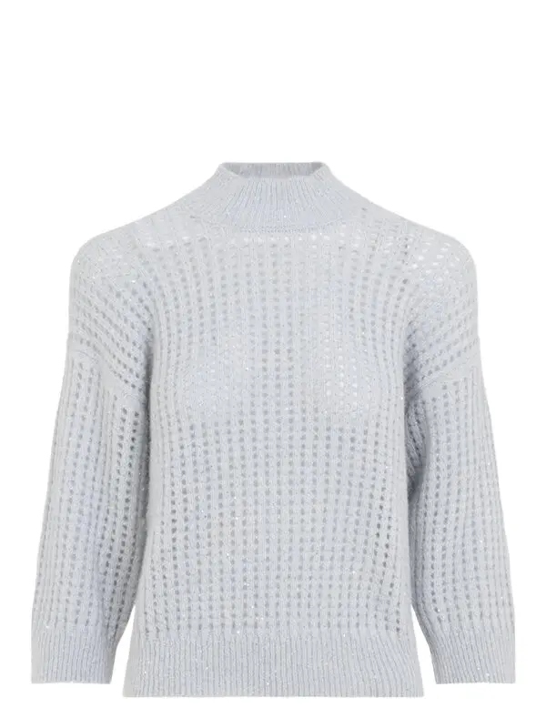 Peserico Alpaca, Wool, And Mohair Sweater With Micro-sequins - Neptune Blue
