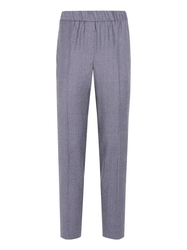Peserico Elastic-waist Casual Trousers With Pleated Details - Eclipse Gray