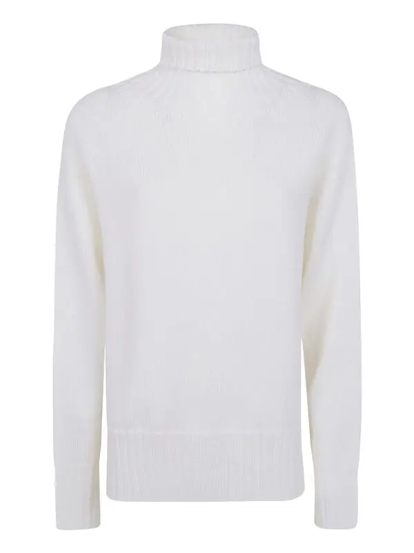 DRUMOHR Long-sleeve High-neck Top With Ribbed Trim - Milk