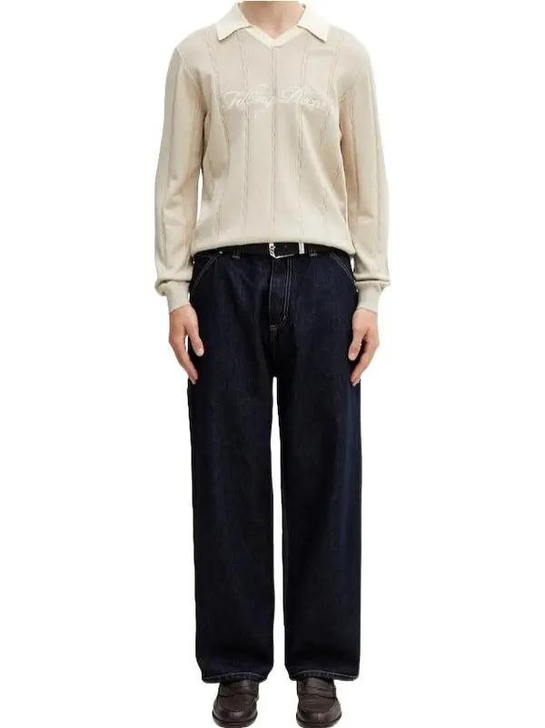 Filling Pieces V-neck Pullover With Embroidered Detail - Beige