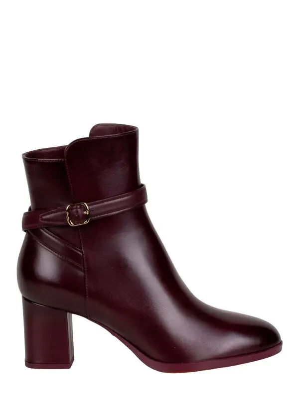 Santoni Chunky Heeled Ankle Boots - Wine Red
