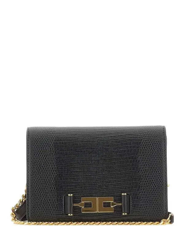 Elisabetta Franchi Shoulder Bag With Curb Chain - Black