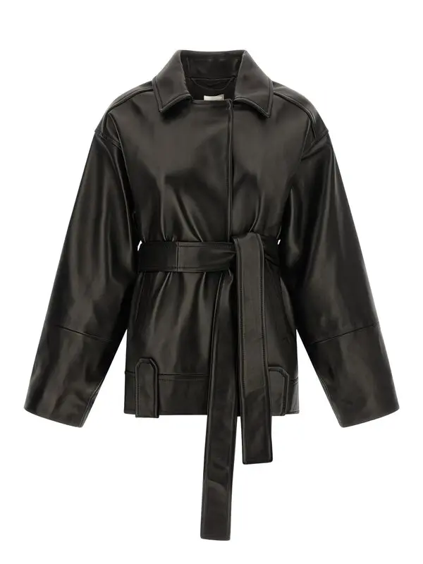 Khaite Alder Belted Drop Shoulder Jacket - Black