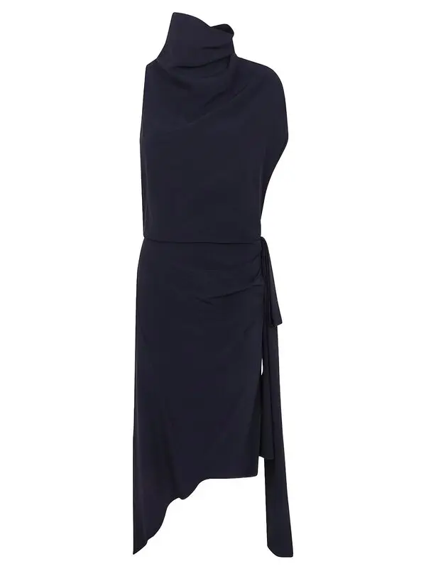 N.21 Asymmetrical Hem Turtleneck Dress - Black