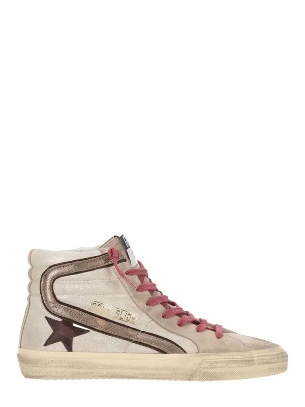 GOLDEN GOOSE Slide Shimmer High-top Sneakers - Beige