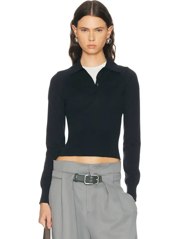 Givenchy Long Sleeve Polo Top - Navy