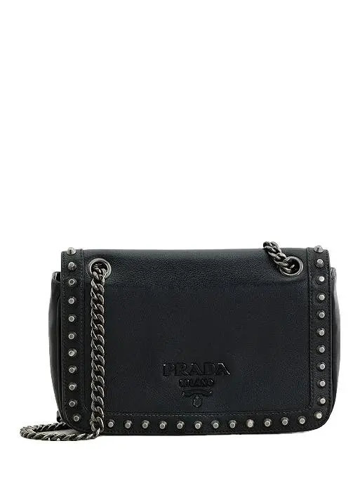 Shopbop Prada Calf Leather Chain Shoulder Bag - Black