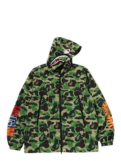 A BATHING APE Abc Camo Shark Hoodie Jacket - Green