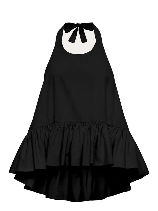 Azeeza Winston Poplin High-low Halter Top - Black