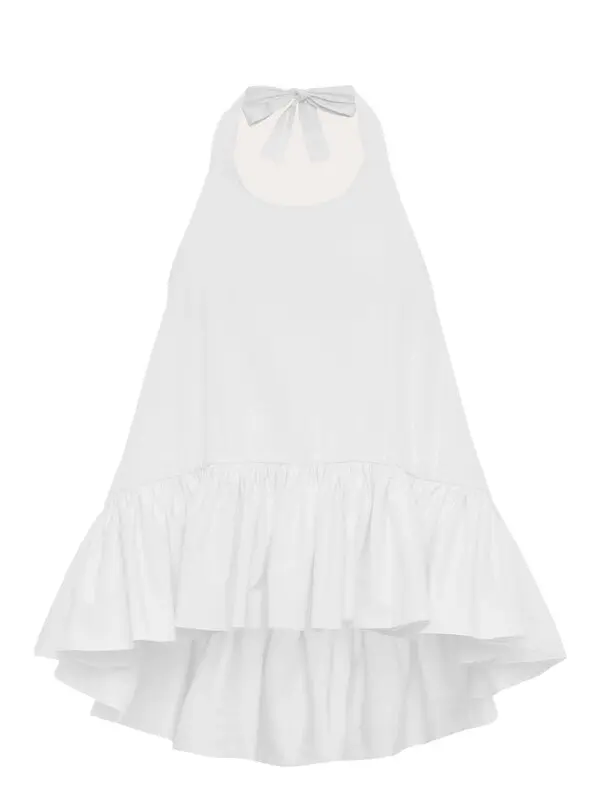 Azeeza Winston Poplin High-low Halter Top - White