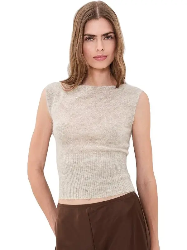 REFORMATION Rhiannon Sheer Alpaca Sweater Top - Barley