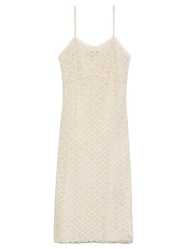 Prada Embroidered Lace Dress - Neutral