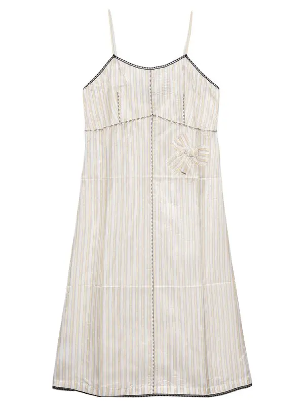 Prada Striped Dress With Bow Detail - Yellow