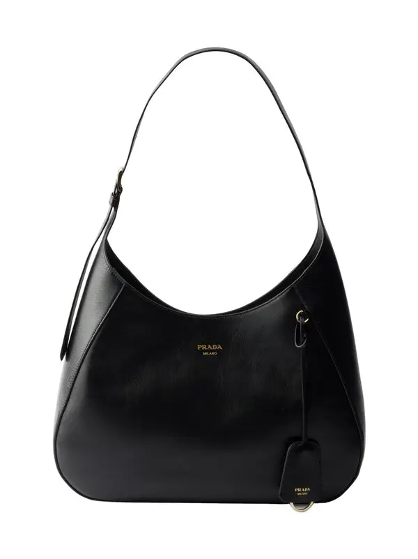 Prada Boogie Large Leather Shoulder Bag - Black