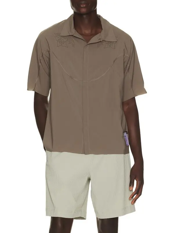Satisfy Peaceshell River Shirt Short Sleeves In Brown - Falcon
