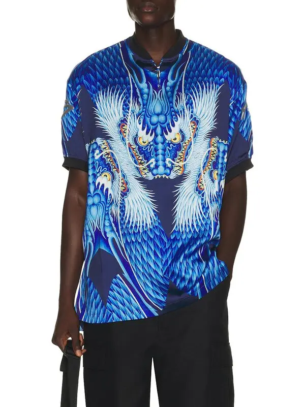 Y3 Drgn Satin Jersey In Blue - Multicolour