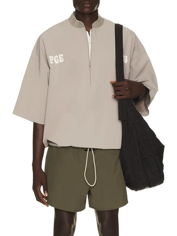 Fear Of God Half Zip Baseball Shirt In Grey - Seal
