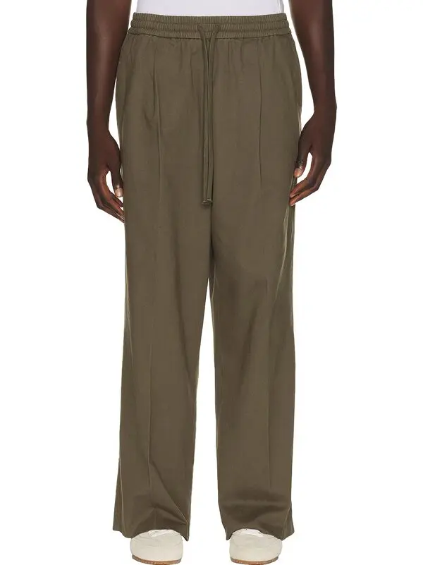 Fear Of God Pleat Front Drawstring Pant In Black - Moss