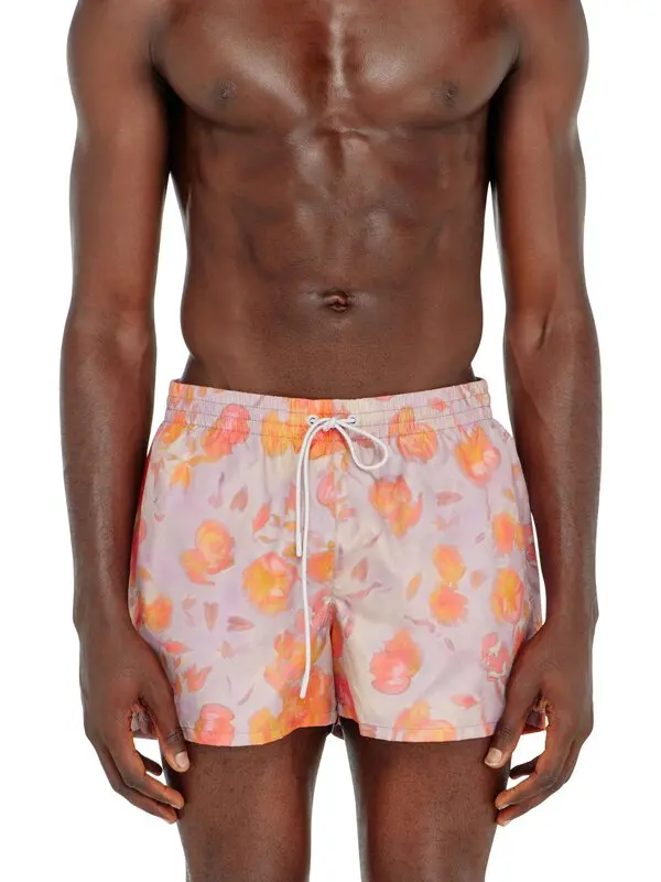 DIESEL® Metallic Floral Print Swim Shorts - Violet