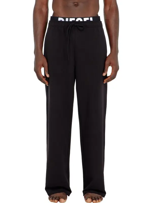 DIESEL® Cotton Sweatpants With Logo Waistband - Black