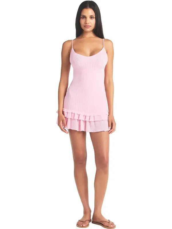 SKIMS Sheer Knit Ruffle Dress - Peony