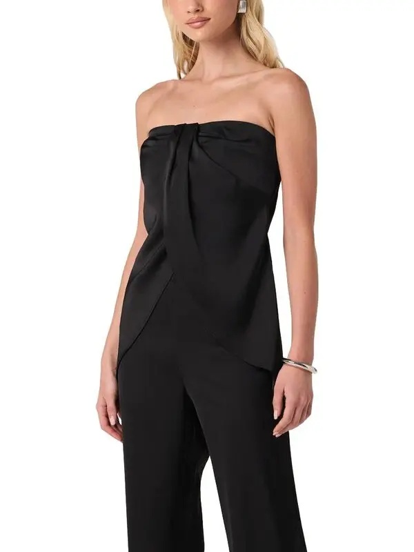 Astr The Label Keona Strapless Twisted Front Top - Black