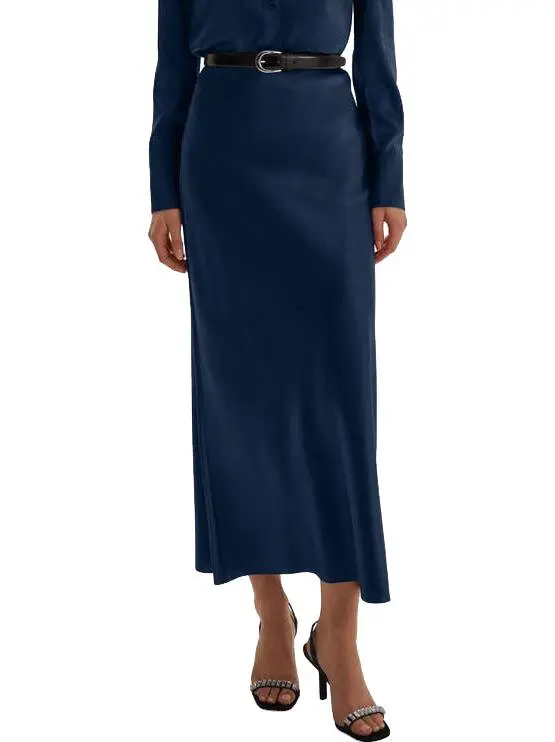 FAVORITE DAUGHTER The Favorite Silk Blend Skirt - Navy