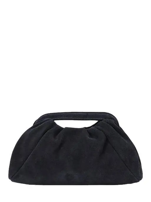 REISS June Suede Clutch - Navy