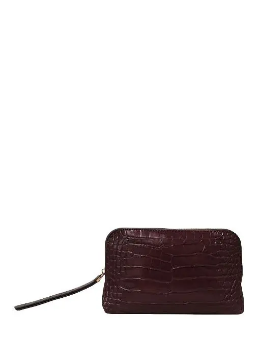 YOUZEY Muse Mini Croc Cosmetic Clutch - Brown