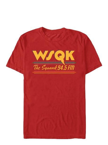 STRANGER THINGS Retro Radio The Squawk Wsqk 94.5 Fm Stripes Graphic T-shirt - Red