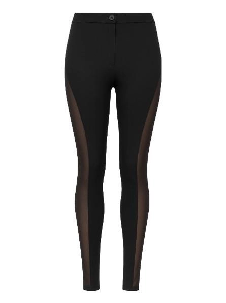 CONQUISTA Sheer Panel Stretch Pants - Black