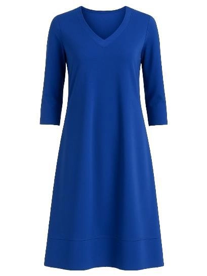 CONQUISTA A-line V-neck Dress - Blue