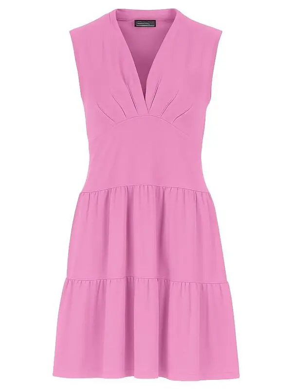 CONQUISTA Sleeveless V-neck Jersey Dress With Tiered Skirt - Purple