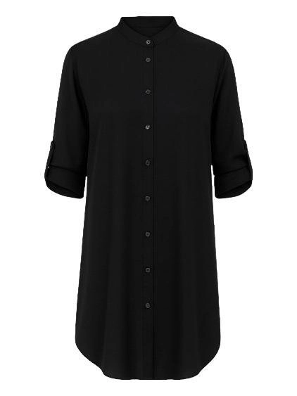 CONQUISTA Long Tencel Shirt With Printed Detail - Black