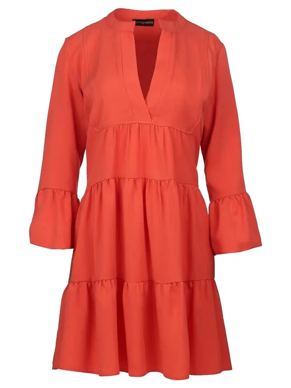 CONQUISTA A-line Dress With ¾ Bell Sleeves - Orange