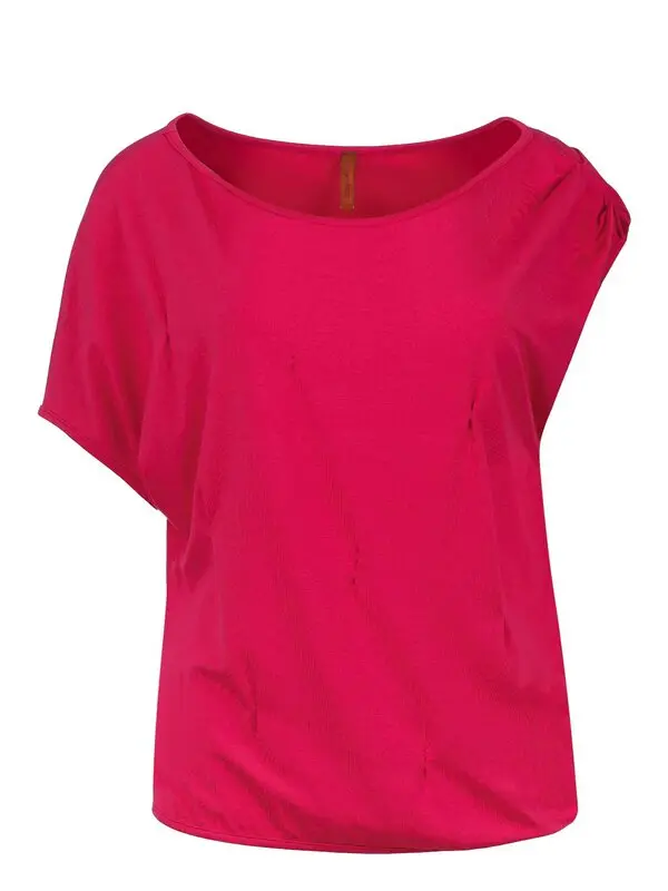 CONQUISTA Asymmetrical Stretch Jersey Top With Pinched Detail - Red