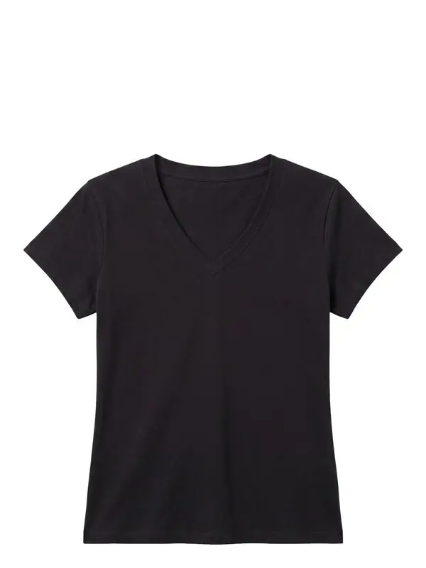 BRODIE CASHMERE Relaxed Fit V-neck Tee - Black
