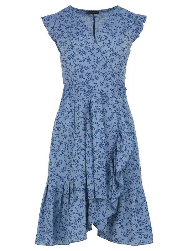 CONQUISTA Cornflower Floral Viscose Dress - Blue