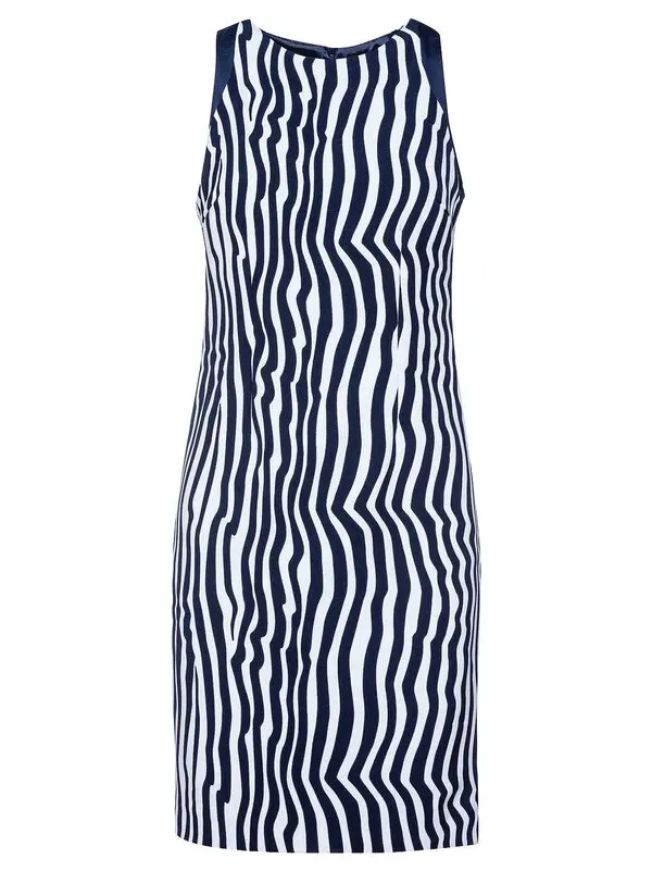 CONQUISTA Sleeveless Zebra Print Sheath Dress - Blue