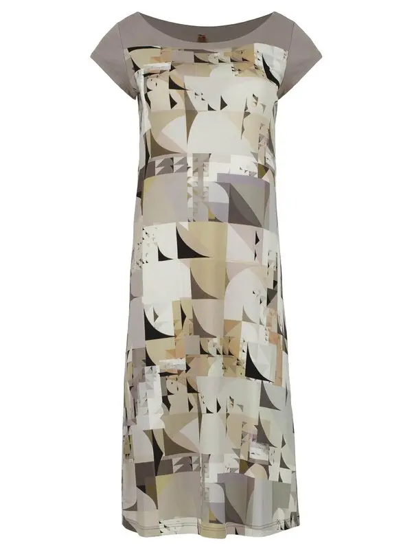 CONQUISTA Geometric Print Maxi Dress - Brown