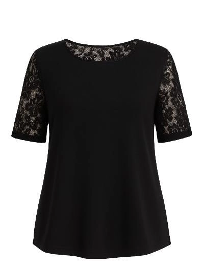CONQUISTA Lace Detail Top - Black