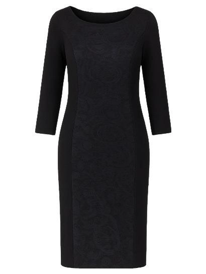 CONQUISTA Lace Detail Stretch Sheath Dress - Black