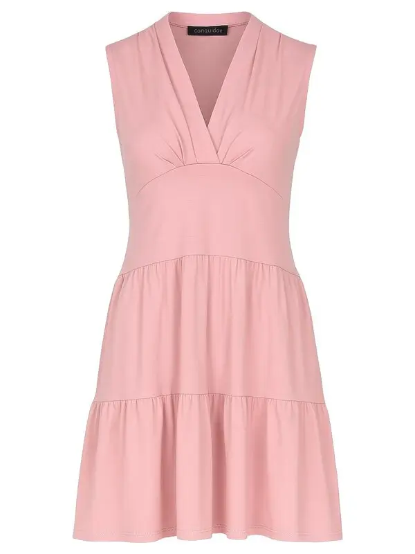 CONQUISTA Sleeveless V-neck Jersey Dress - Red